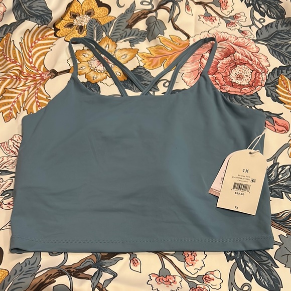 blogilates | Intimates & Sleepwear | Blue Strappy Cropped Tank With ...